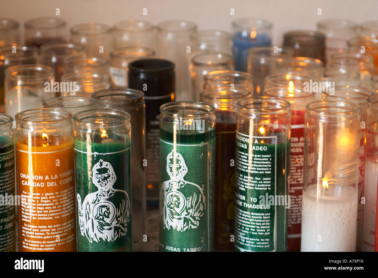 PUERTO RICO San Juan Lighted offering candles inside church Old San ...
