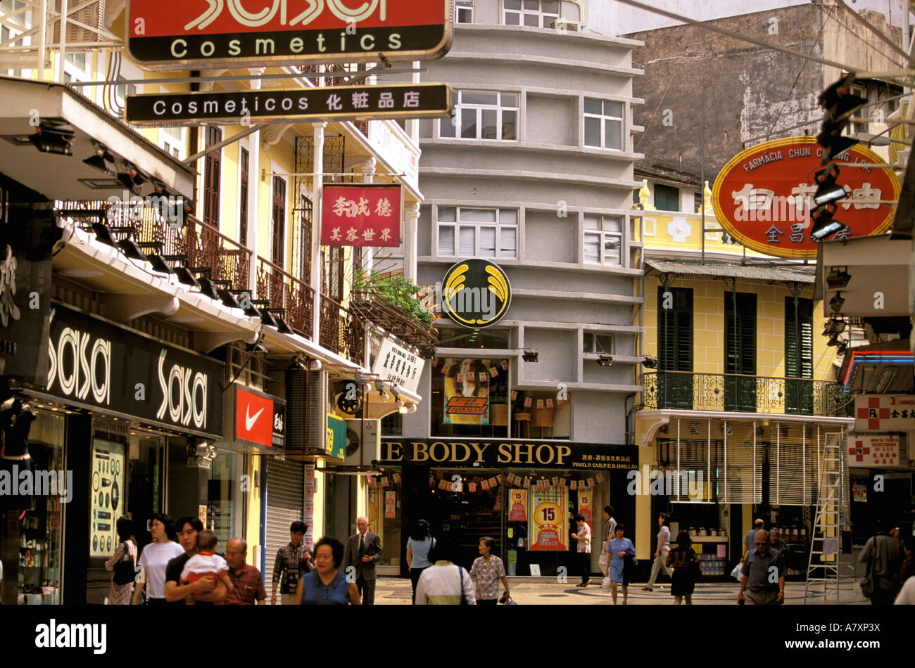 Asia, China, Macau, Leal Senado Square. Pedestrian shopping area Stock ...