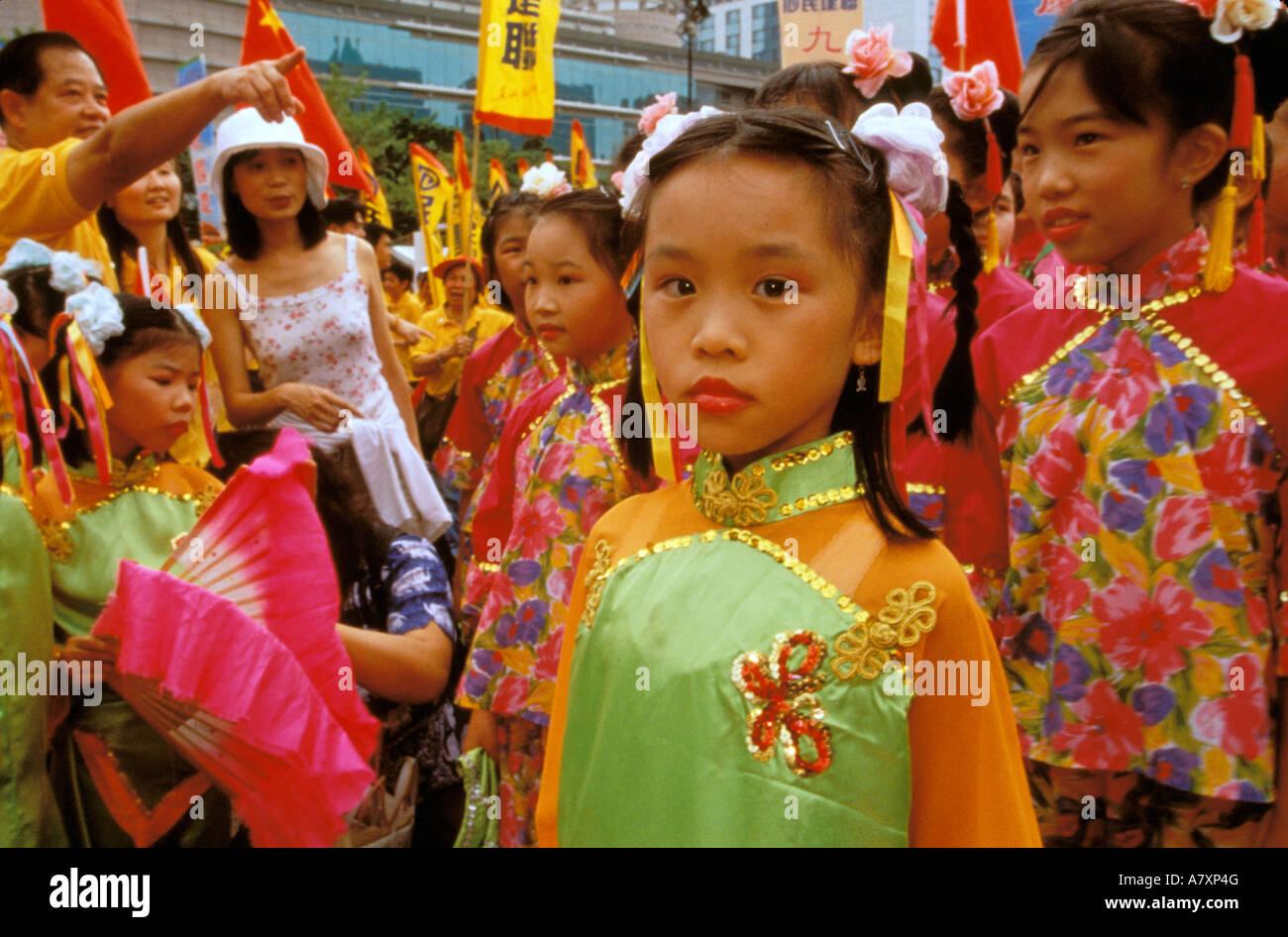 Asia, China, Hong Kong, Kowloon. Chinese Independence Day, young ...