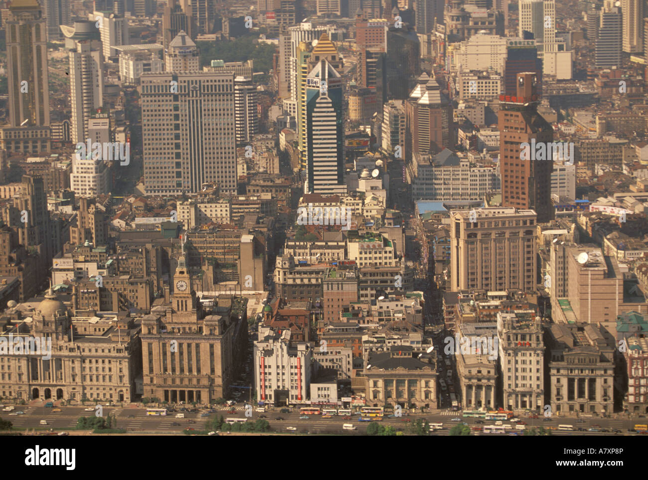 Asia, China, Shanghai, the Bund. View from Oriental Pearl TV tower ...