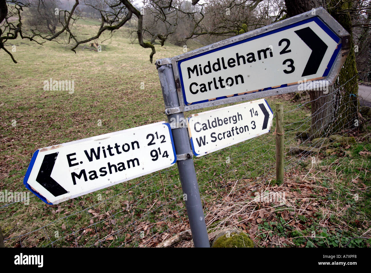 A sign post in North Yorkshire England Stock Photo - Alamy