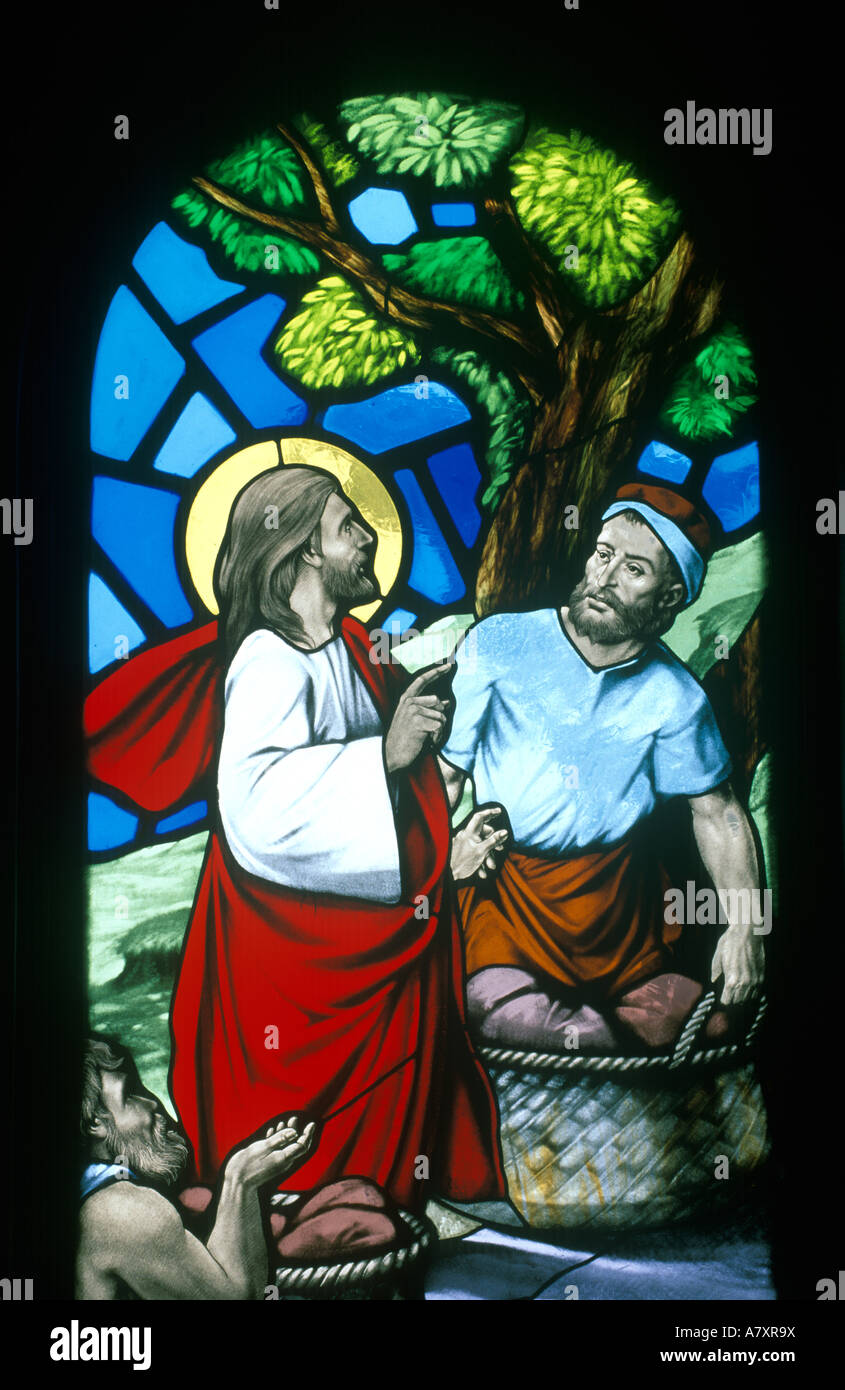 Asia, Japan, Nagasaki, Hirado, Tabira Catholic Church, Stained Glass ...