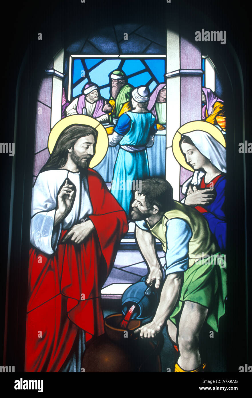 Asia, Japan, Nagasaki, Hirado, Tabira Catholic Church, Stained Glass ...