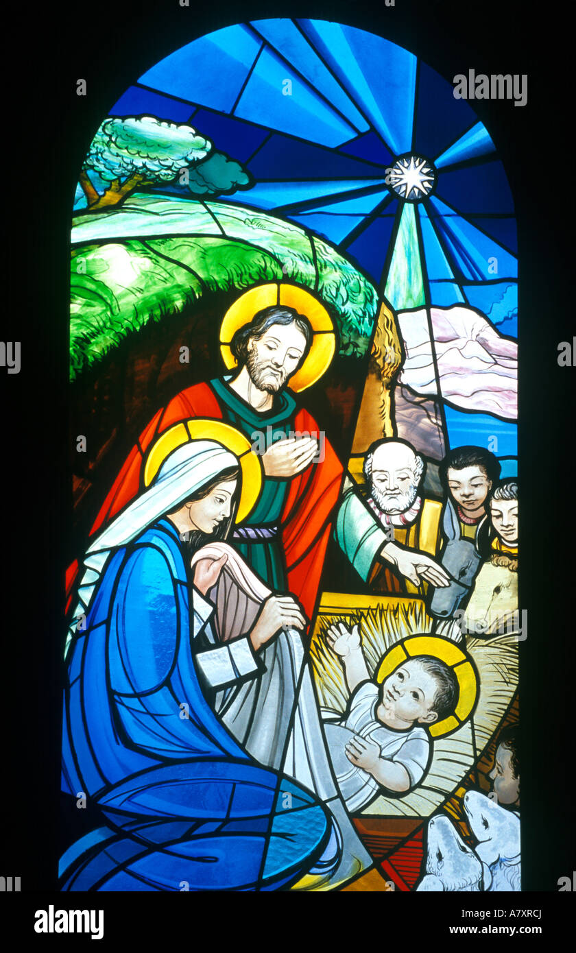 Asia, Japan, Nagasaki, Shimabara, Shimabara Catholic Church, Stained ...