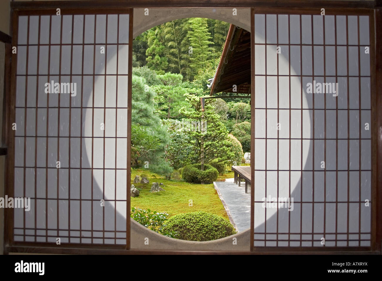 Asia, Japan, Kyoto, Round Window Stock Photo - Alamy