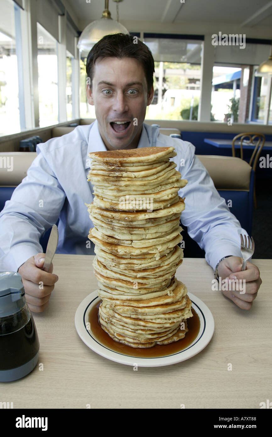 Man Eating Pancakes