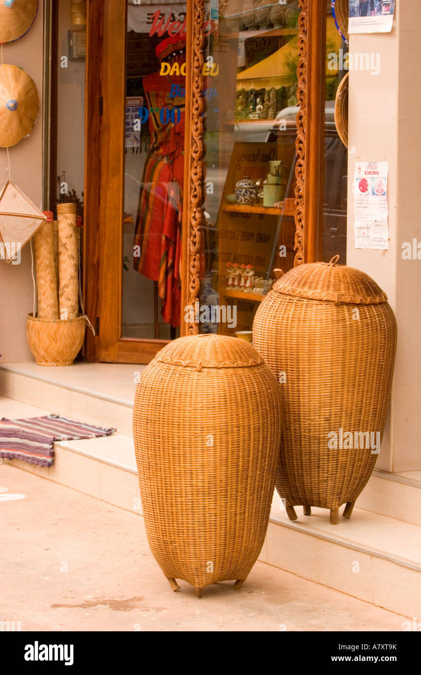 Laos, Vientiane, Baskets in front of a gift shop Stock Photo - Alamy