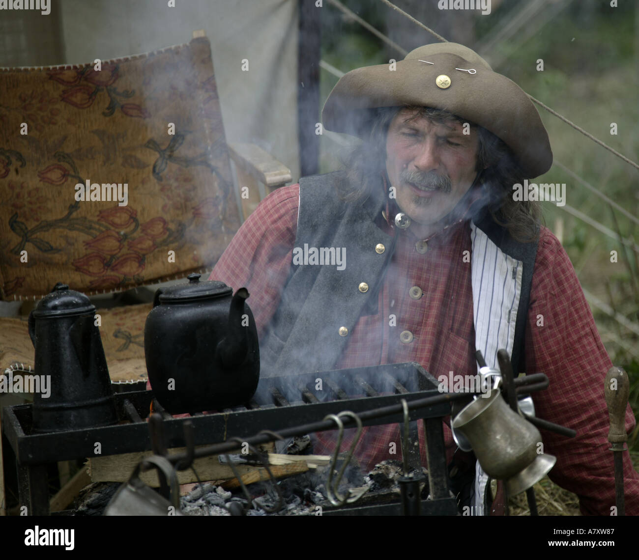 MAN WEARING 1860's AMERICAN CLOTHES IN PERIOD REENACTMENT Stock Photo ...