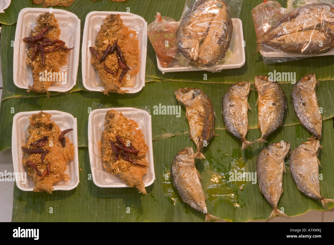 Thailand, Bangkok, Fish Market, grilled fish ready to eat Stock Photo ...