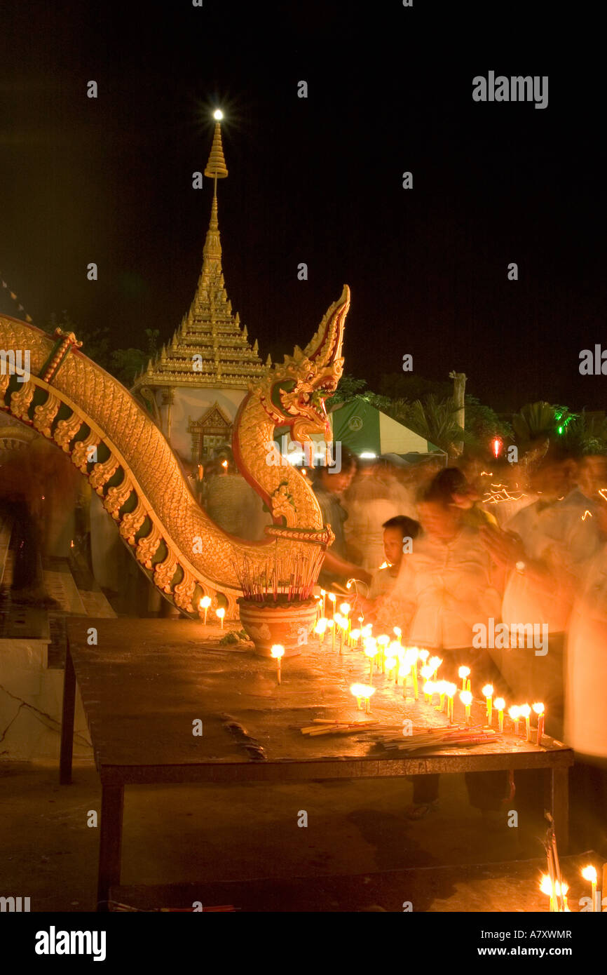 Thailand, Khon Kaen, Buddhist celebrating Buddha's Day, Visakha Bucha ...