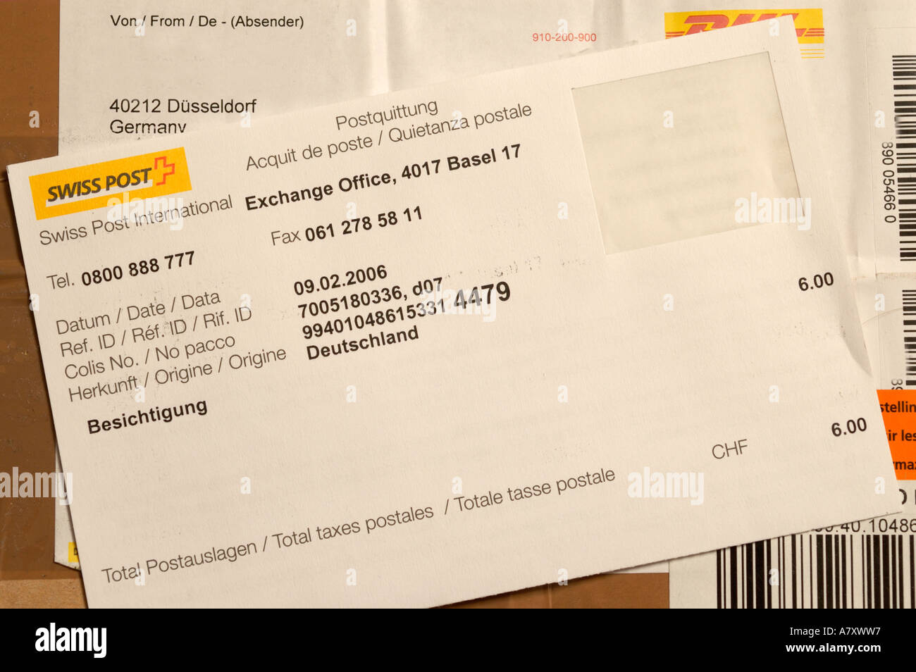 receipt of swiss post of customs fee for opening parcel. (c) by uli ...