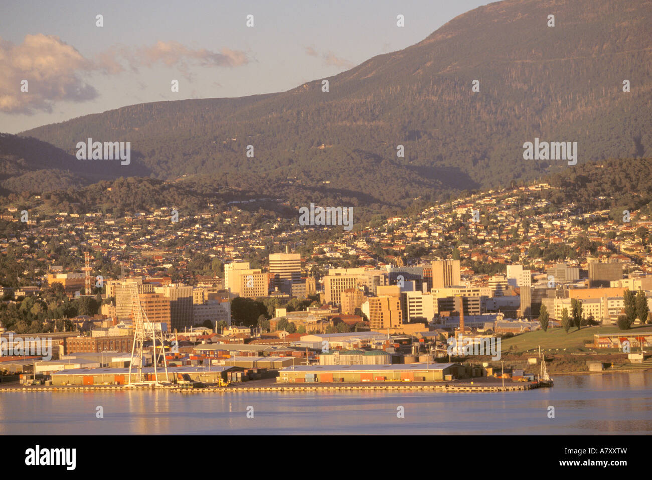 Australia, Tasmania, Hobart, Hobart viewed from The Rosny Lookout Stock ...