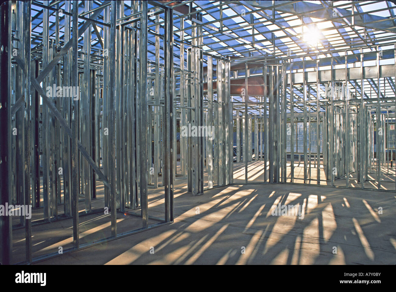 New home steel framing at construction site Stock Photo - Alamy