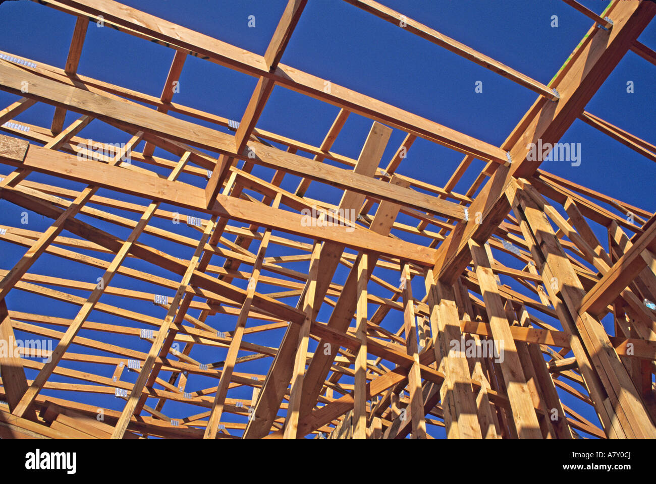 New home construction roof and wall framing Stock Photo - Alamy