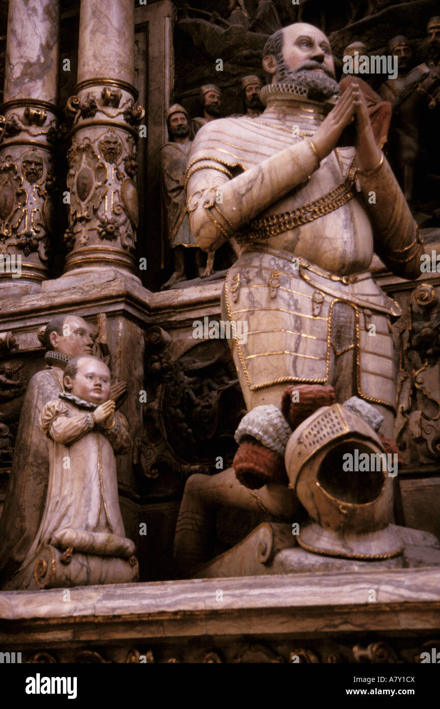 Europe, Germany, Coburg. Praying knight in Saint Maurice Church Stock ...