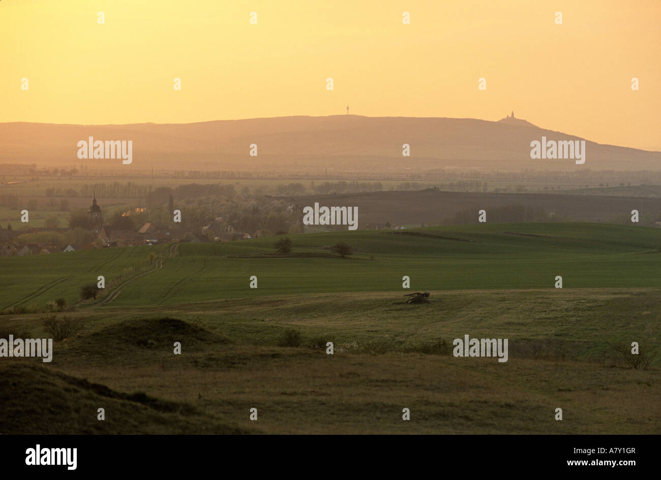 Germany, Sky Disk, Bronze Age, Mt. Kyffhauser at sunset Stock Photo - Alamy