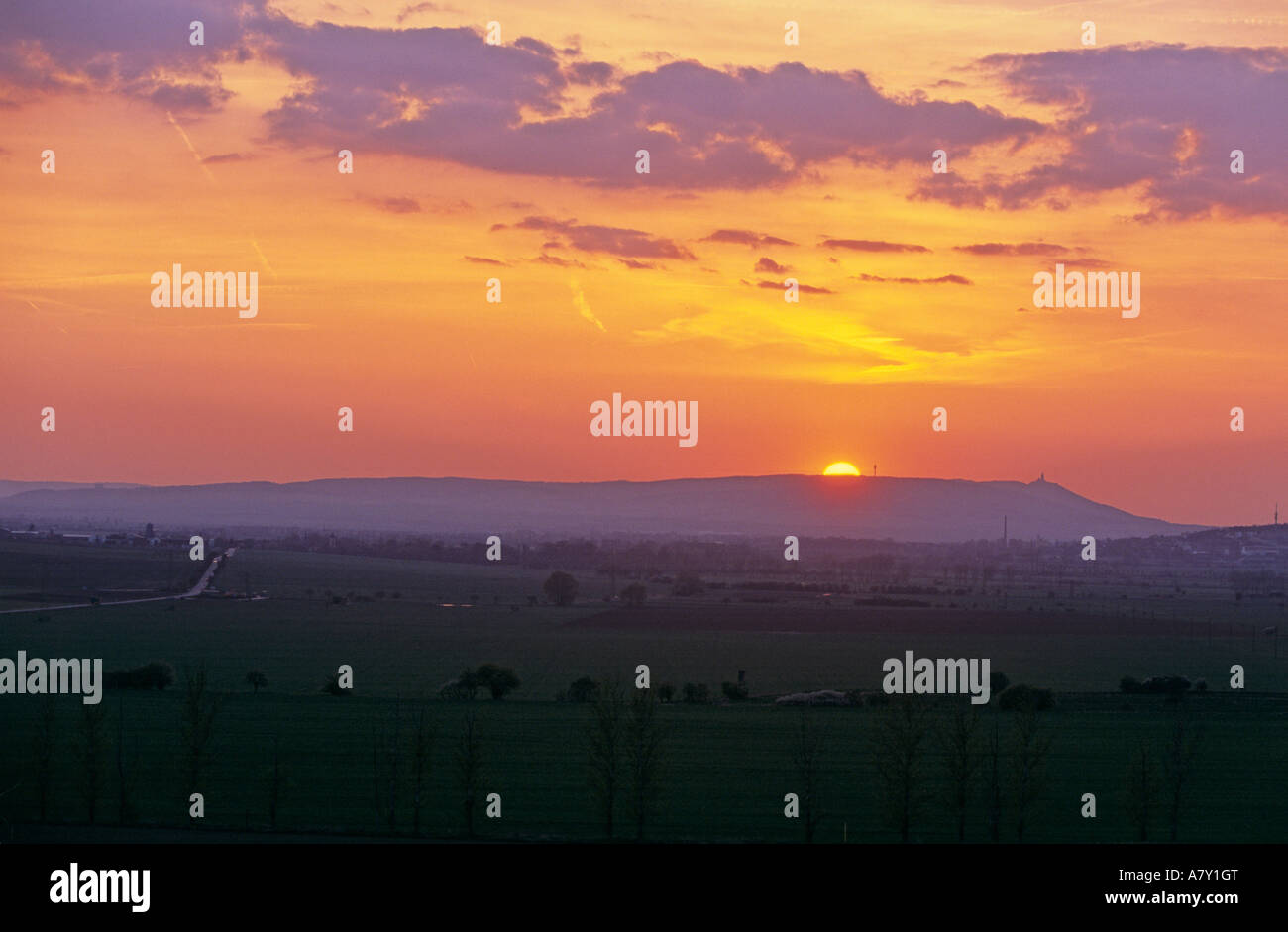 Germany, Sky Disk, Bronze Age, Mt. Kyffhauser at sunset Stock Photo - Alamy