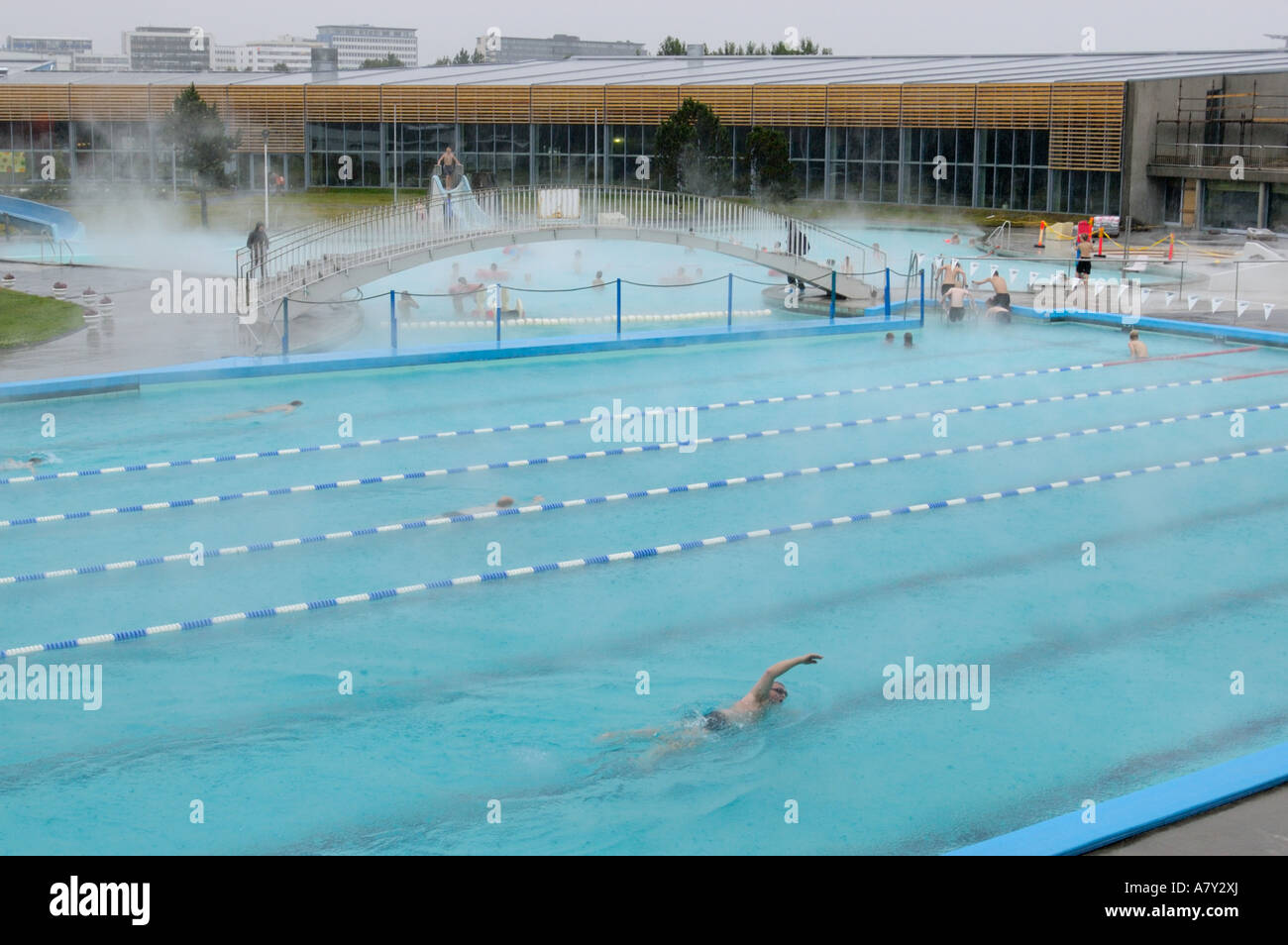 Iceland, Reykjavik, geothermal swimming pool Stock Photo - Alamy