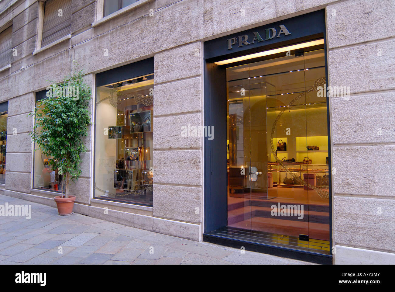 Italy, Milan, Prada storefront in Fashion District Stock Photo - Alamy