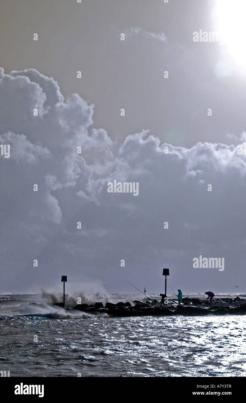 Storm waves and breakwaters Stock Photo - Alamy