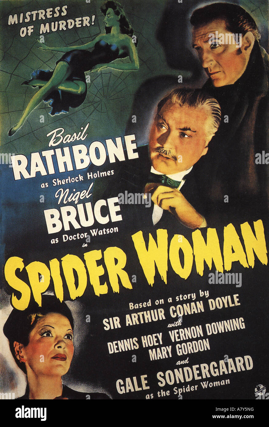 SPIDER WOMAN poster for 1944 Universal film with Basil Rathbone and ...