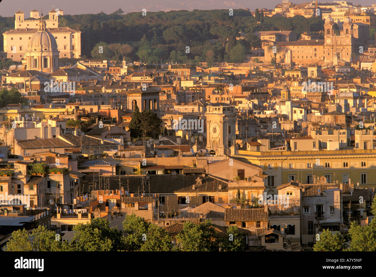 Europe, Italy, Rome. City view from Piazza Garibaldi Gianicolo. Sunset ...