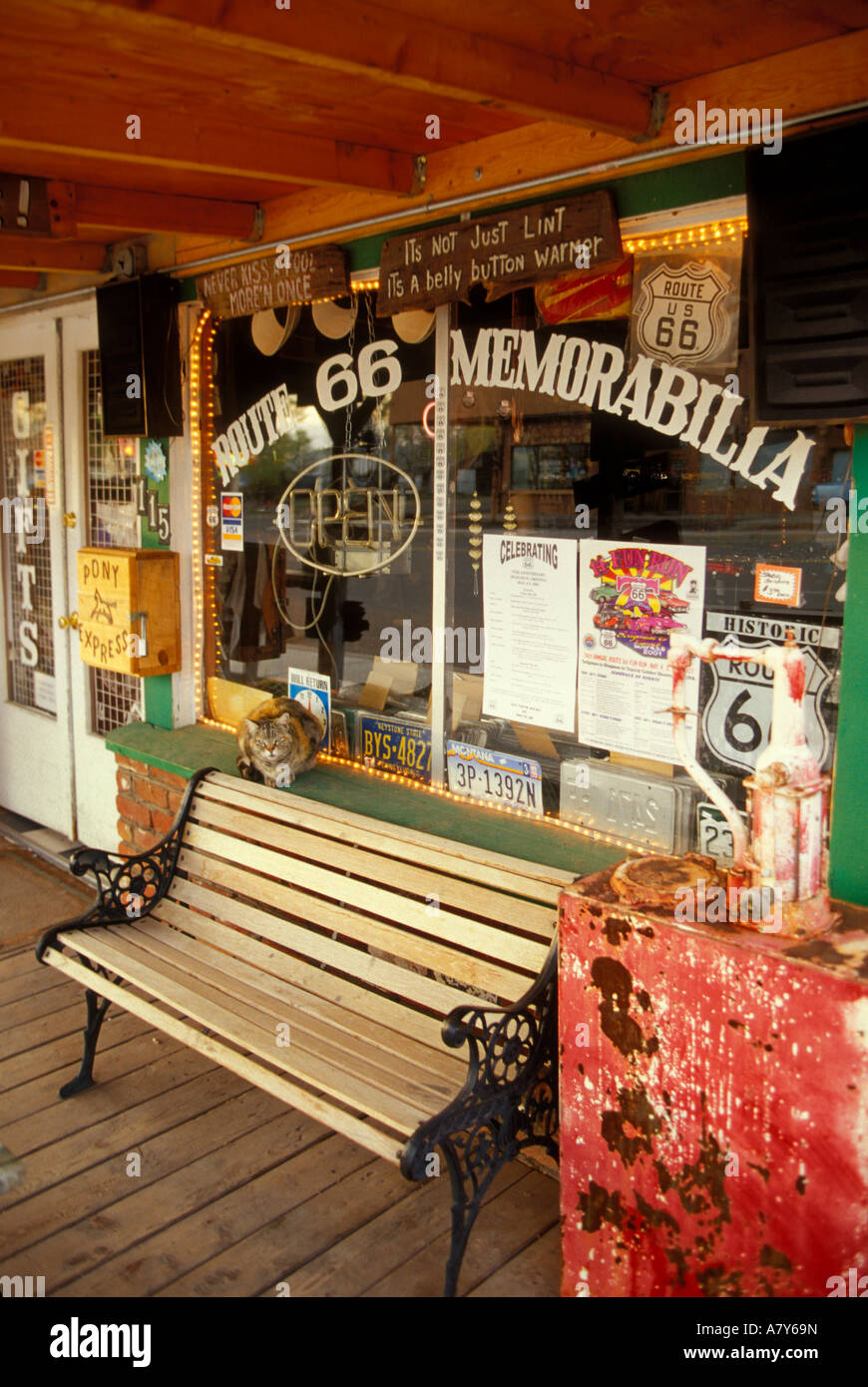 Old Route 66 memorabilia & sign Stock Photo - Alamy