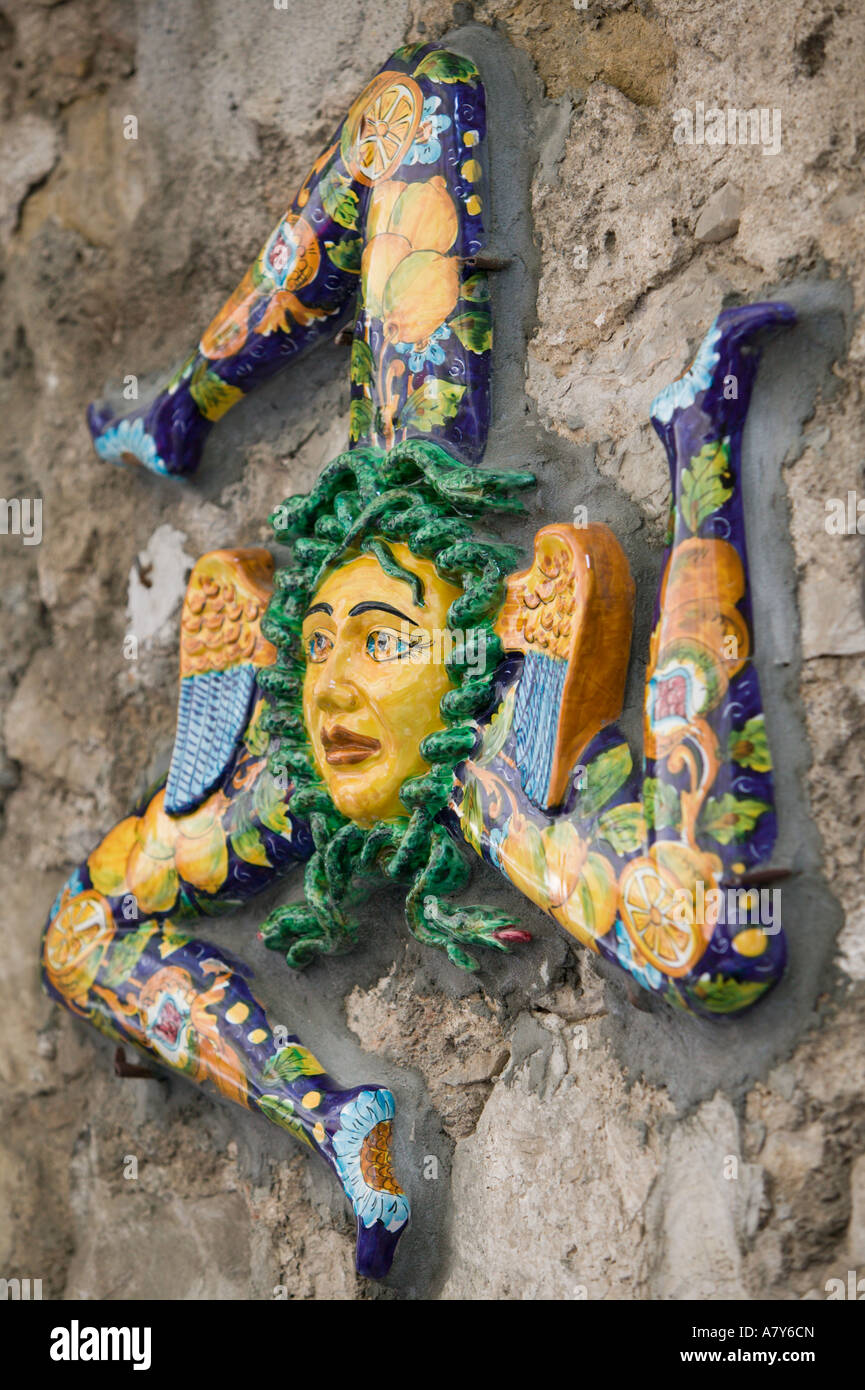 ITALY, Sicily, TAORMINA: Ceramic Trinakria, Triangular Symbol of Sicily ...