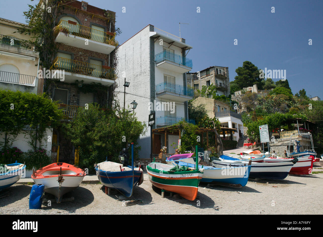 ITALY, Sicily, TAORMINA: View of the Lido Mazzaro Beach Stock Photo - Alamy