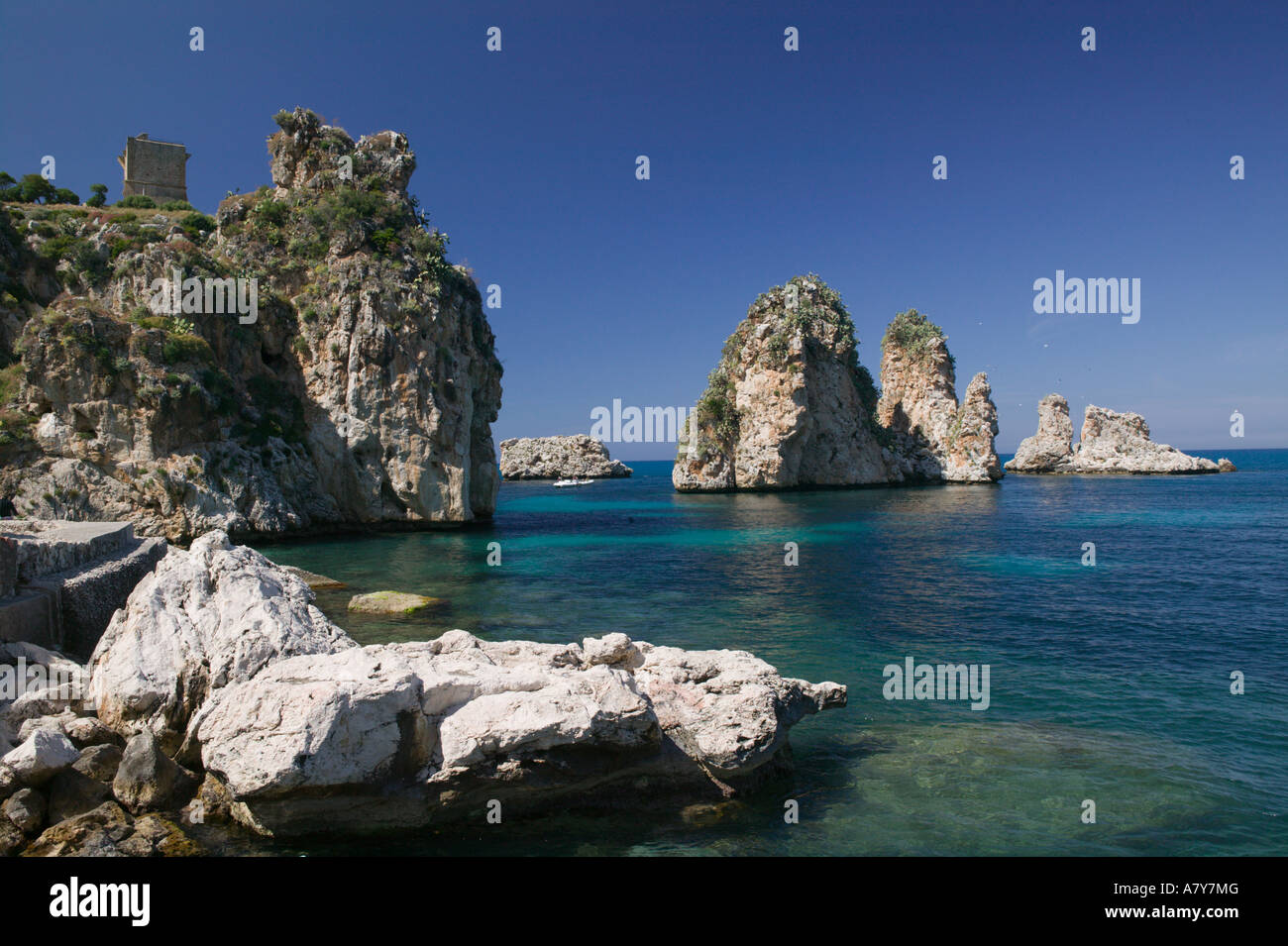 Italy, Sicily, Scopello, Rocks by Tonnara Scopello Beach Stock Photo ...