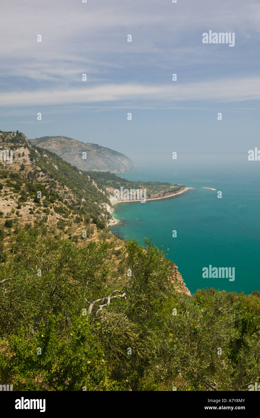 Italy, Puglia, Promontorio del Gargano, Baia Della Zagare, Bay Overview ...