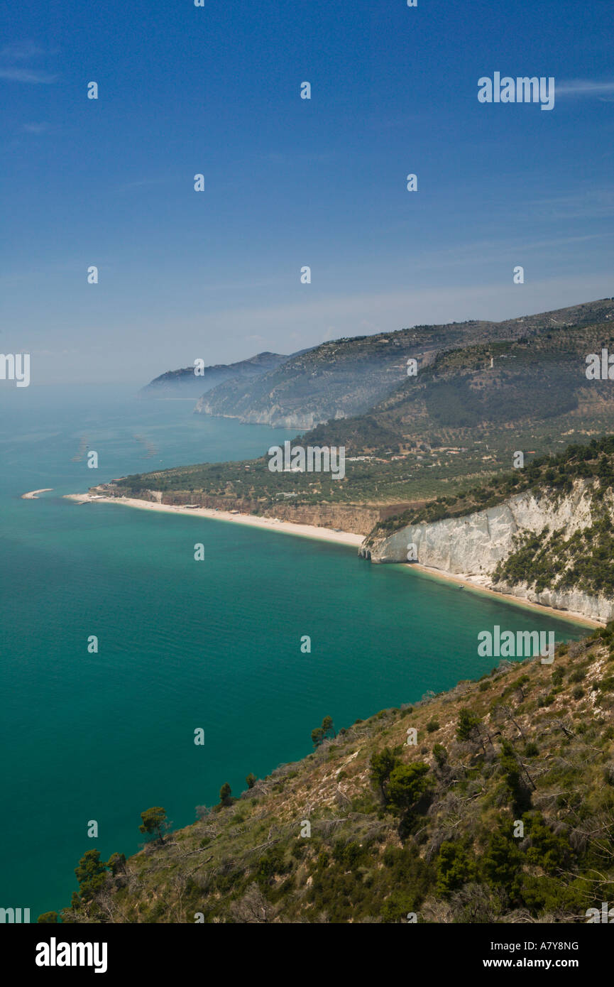 Italy, Puglia, Promontorio del Gargano, Baia Della Zagare, Bay Overview ...