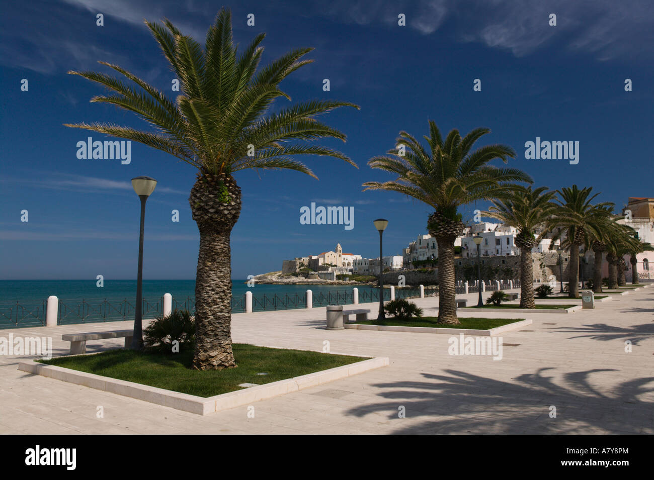 Italy, Puglia, Promontorio del Gargano, Vieste, View from the Piazza ...