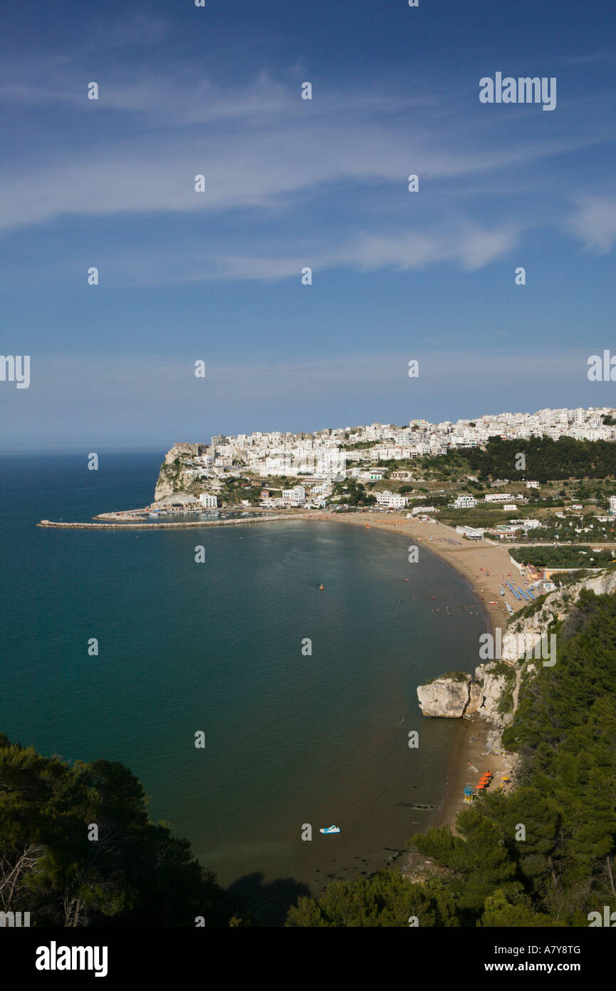 Italy, Puglia, Promontorio del Gargano, Peschici, Town View Stock Photo ...