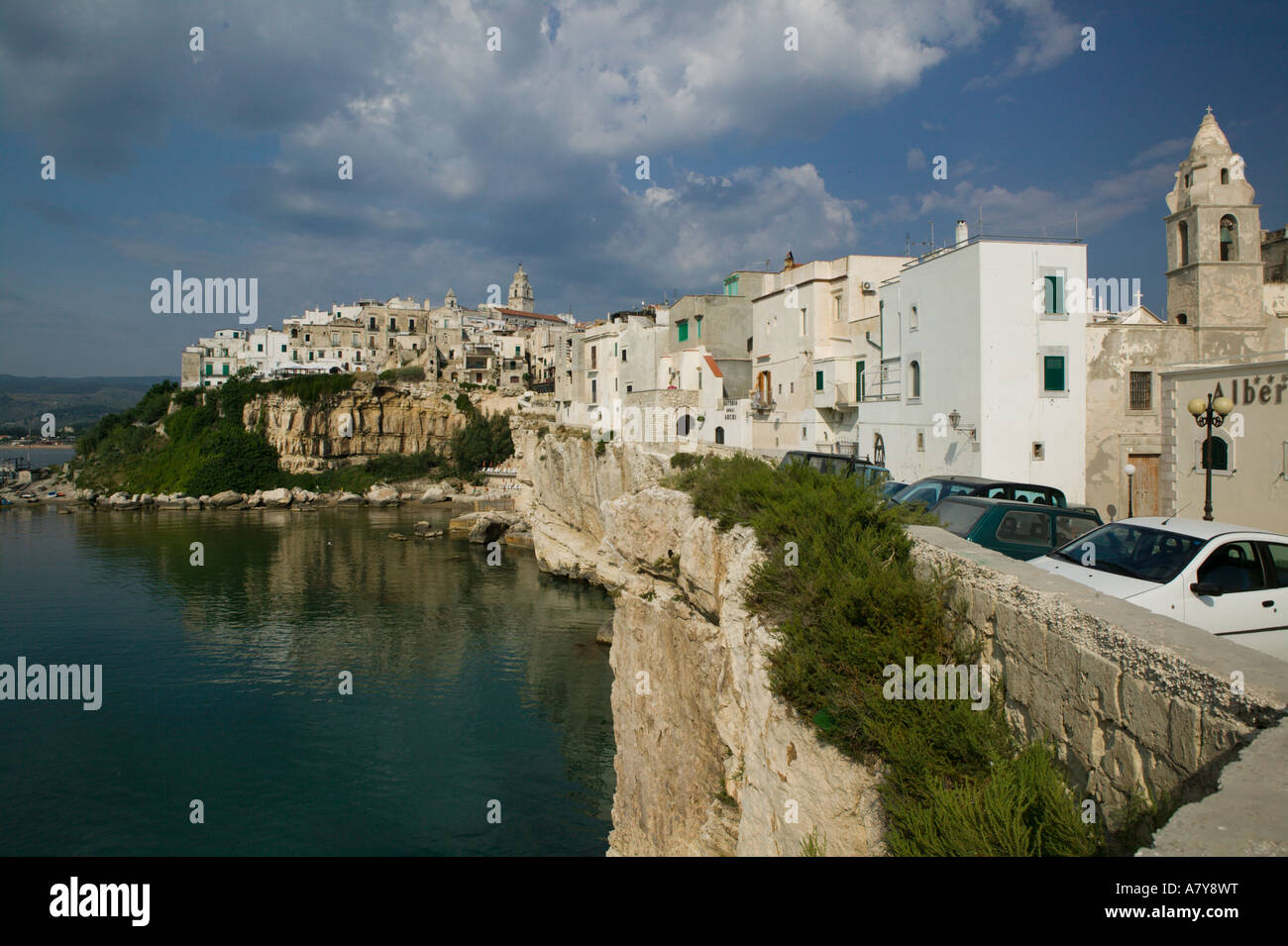 Italy, Puglia, Promontorio del Gargano, Vieste, Town View from Punta ...
