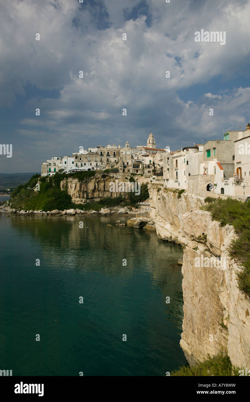 Italy, Puglia, Promontorio del Gargano, Vieste, Town View from Punta ...