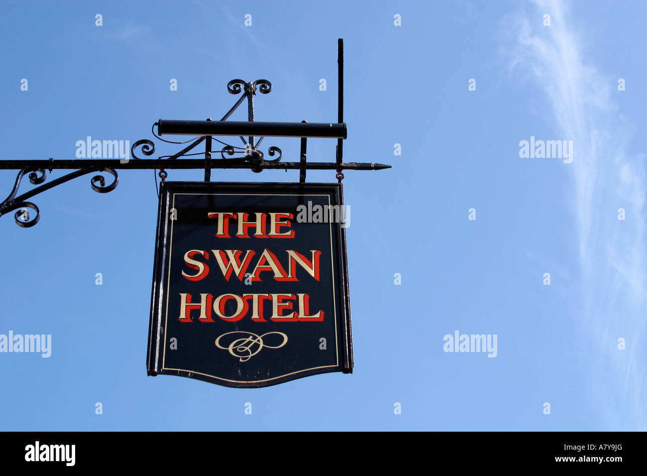 Pub sign for the Swan Hotel, Arundel, Sussex Stock Photo - Alamy