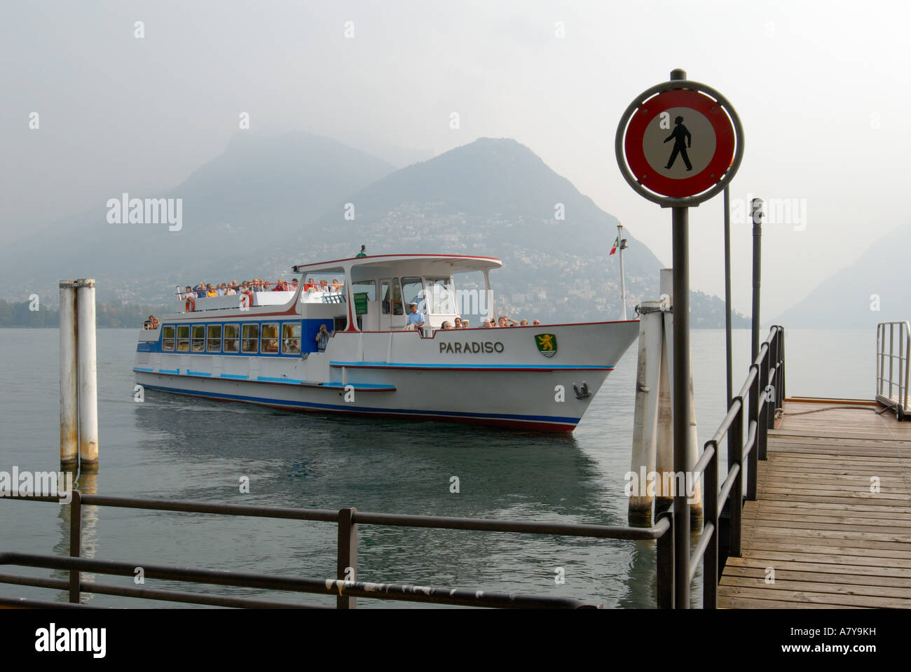 Switzerland, Lugano, Lake Lugano, local ferry boat Stock Photo - Alamy