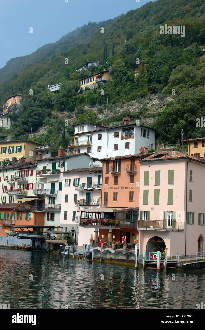Switzerland, Lugano, Lake Lugano, lakeside village Stock Photo - Alamy