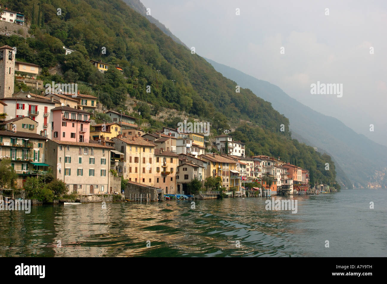 Switzerland, Lugano, Lake Lugano, lakeside village Stock Photo - Alamy