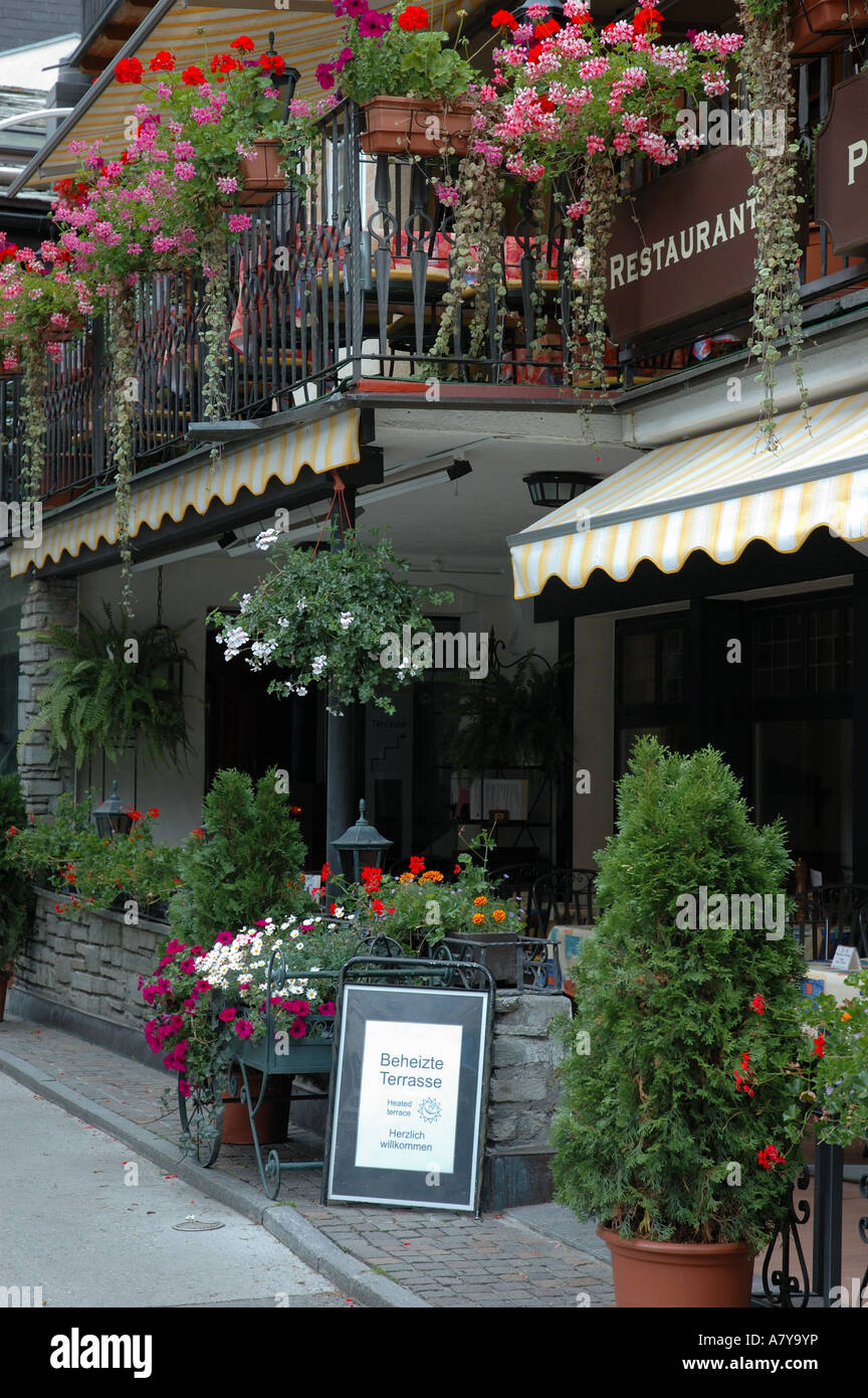 Switzerland, Zermatt, café in main square Stock Photo - Alamy
