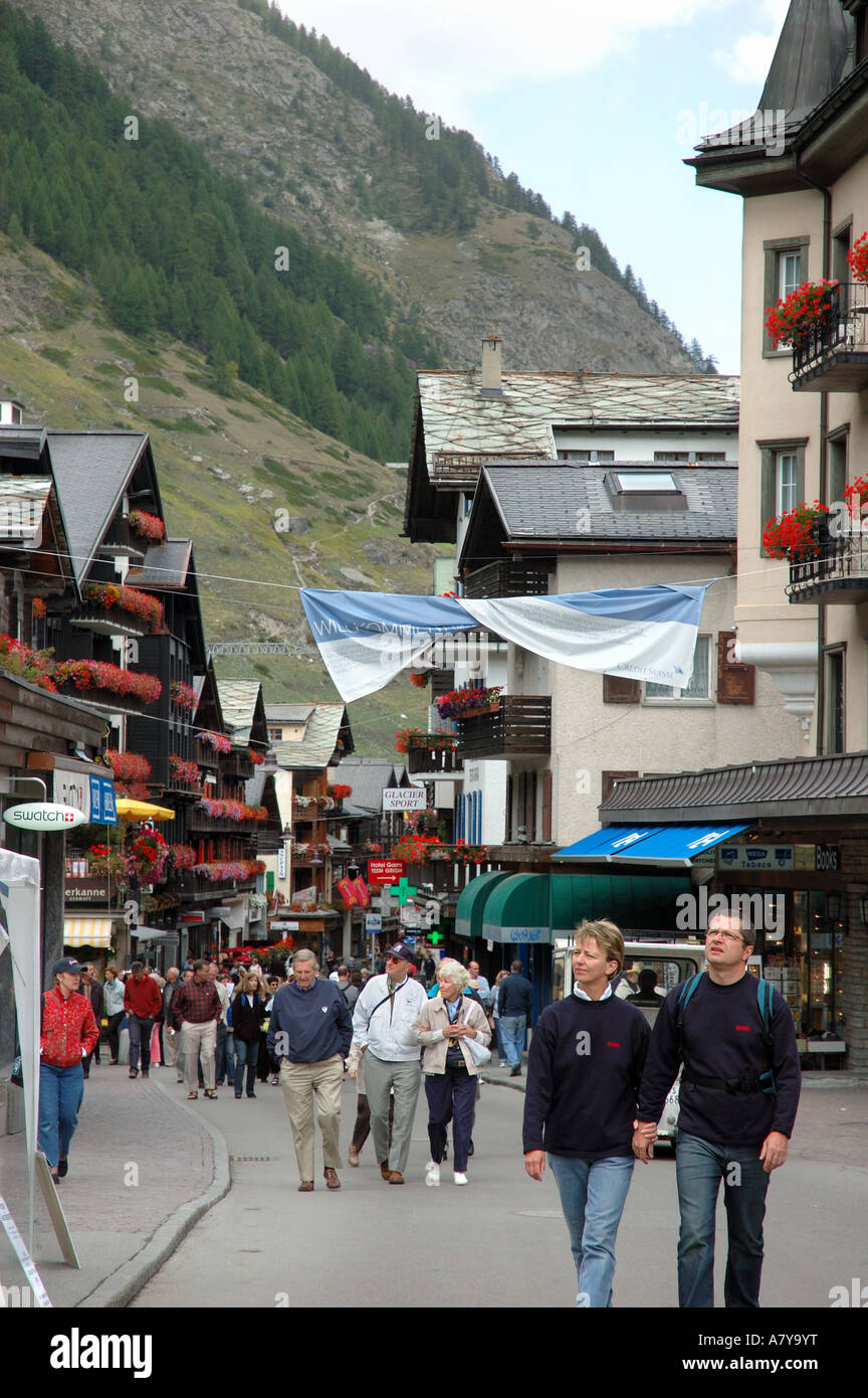 Switzerland, Zermatt, shopping along main streets Stock Photo - Alamy
