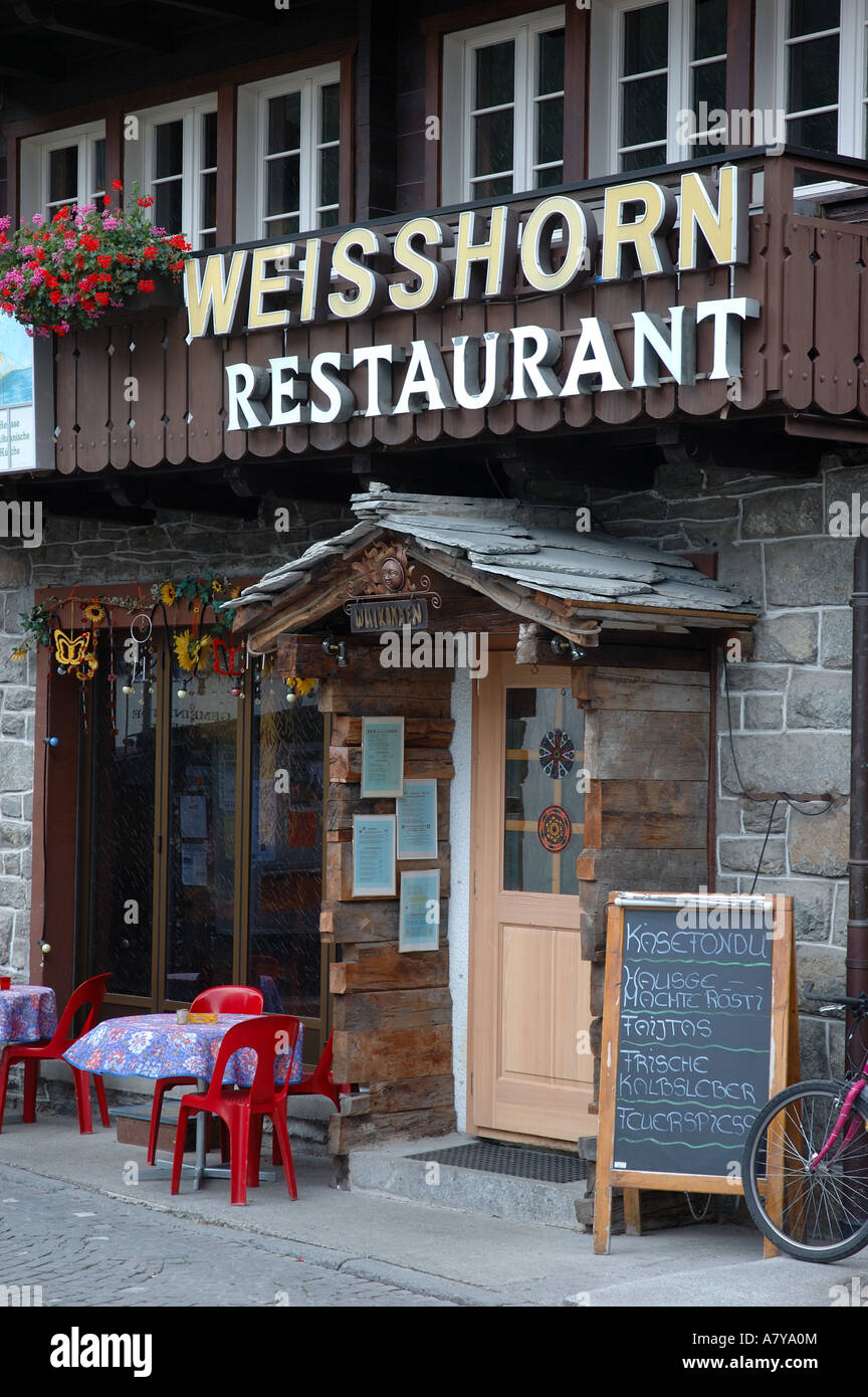 Switzerland, Zermatt, restaurant off the main street Stock Photo - Alamy