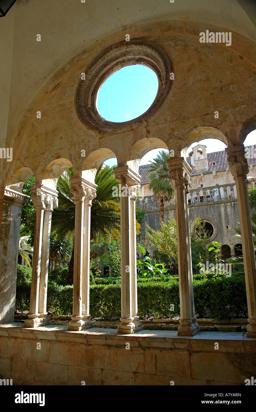 Croatia, Dubrovnik, Romanesque cloister, Franciscan monastery Stock ...