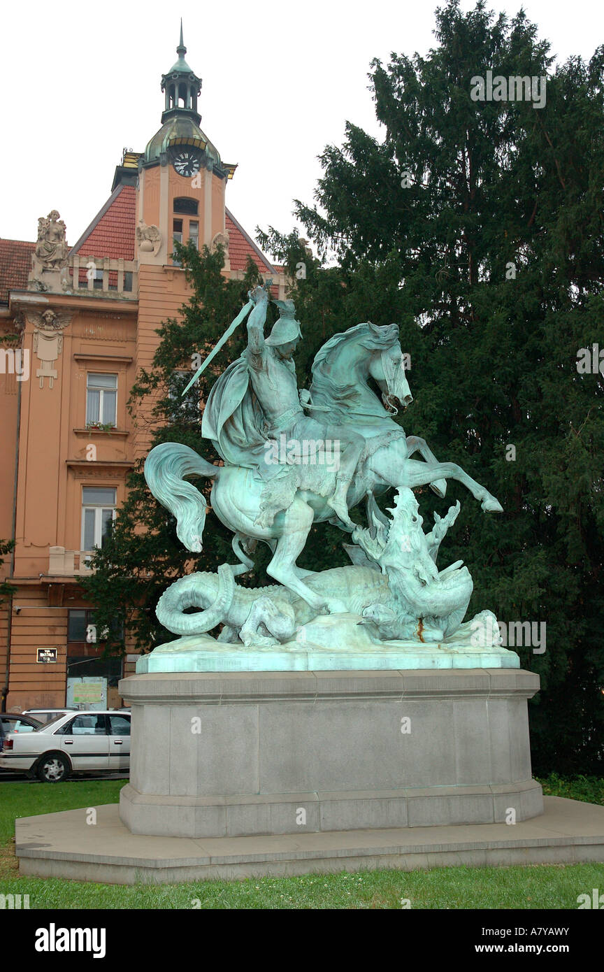 Croatia, Zagreb, statue of St. George Stock Photo - Alamy