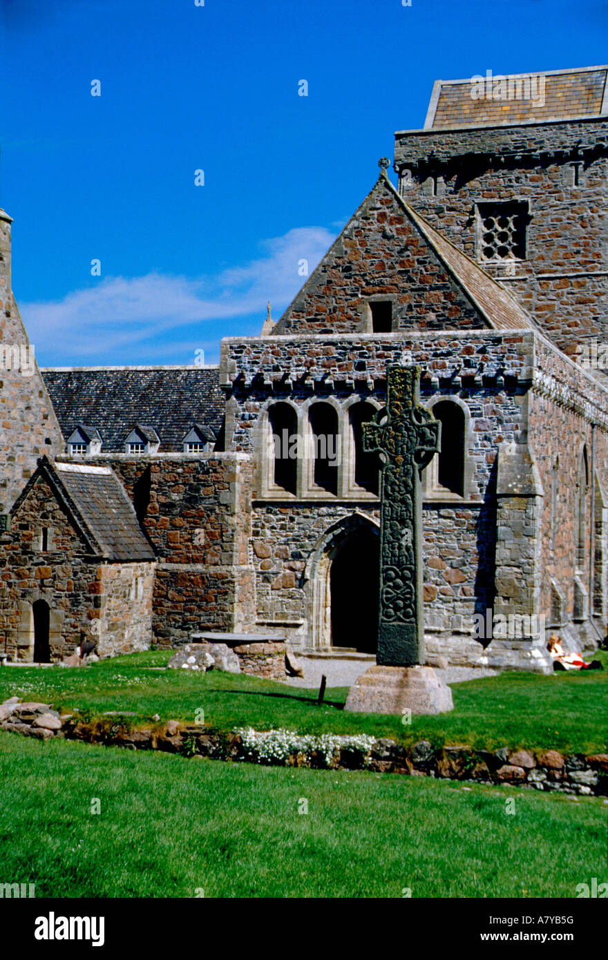 Europe, United Kingdom, Scotland, Isle of Iona. Historic Iona Abbey c ...