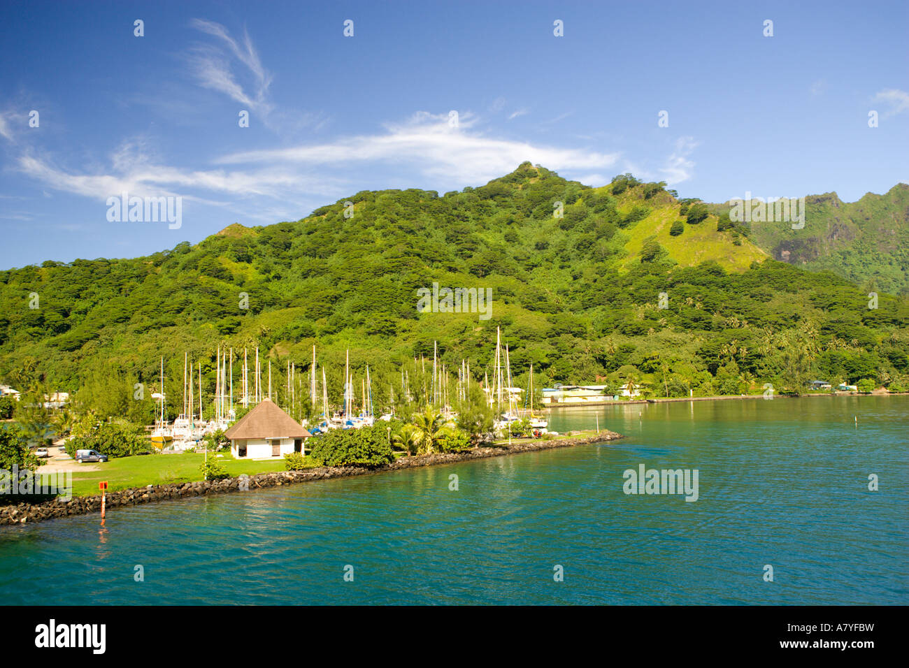 Arriving by ferry to Moorea, French Polynesia Stock Photo - Alamy