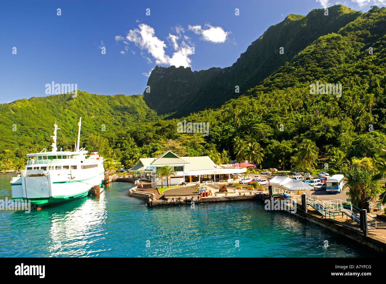 Arriving by ferry to Moorea, French Polynesia Stock Photo - Alamy