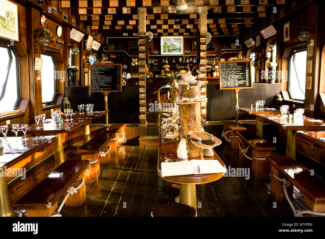 Small resort with floating restaurant. Moorea, French Polynesia Stock ...