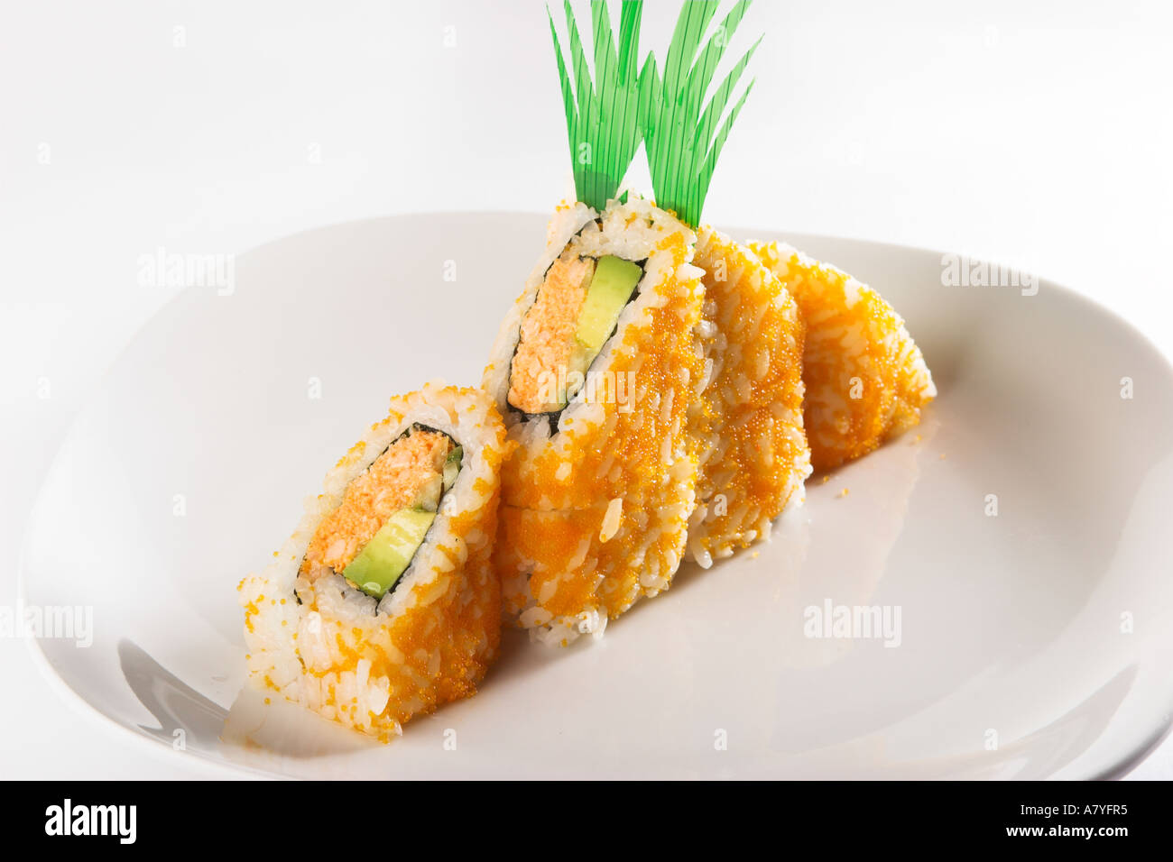Oracle roll, sushi top view close up Stock Photo - Alamy